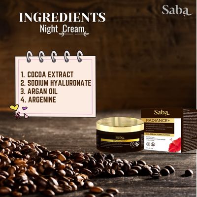 Saba Radiance+ Night Cream with Niacinamide, Cocoa Extract & Actives ...